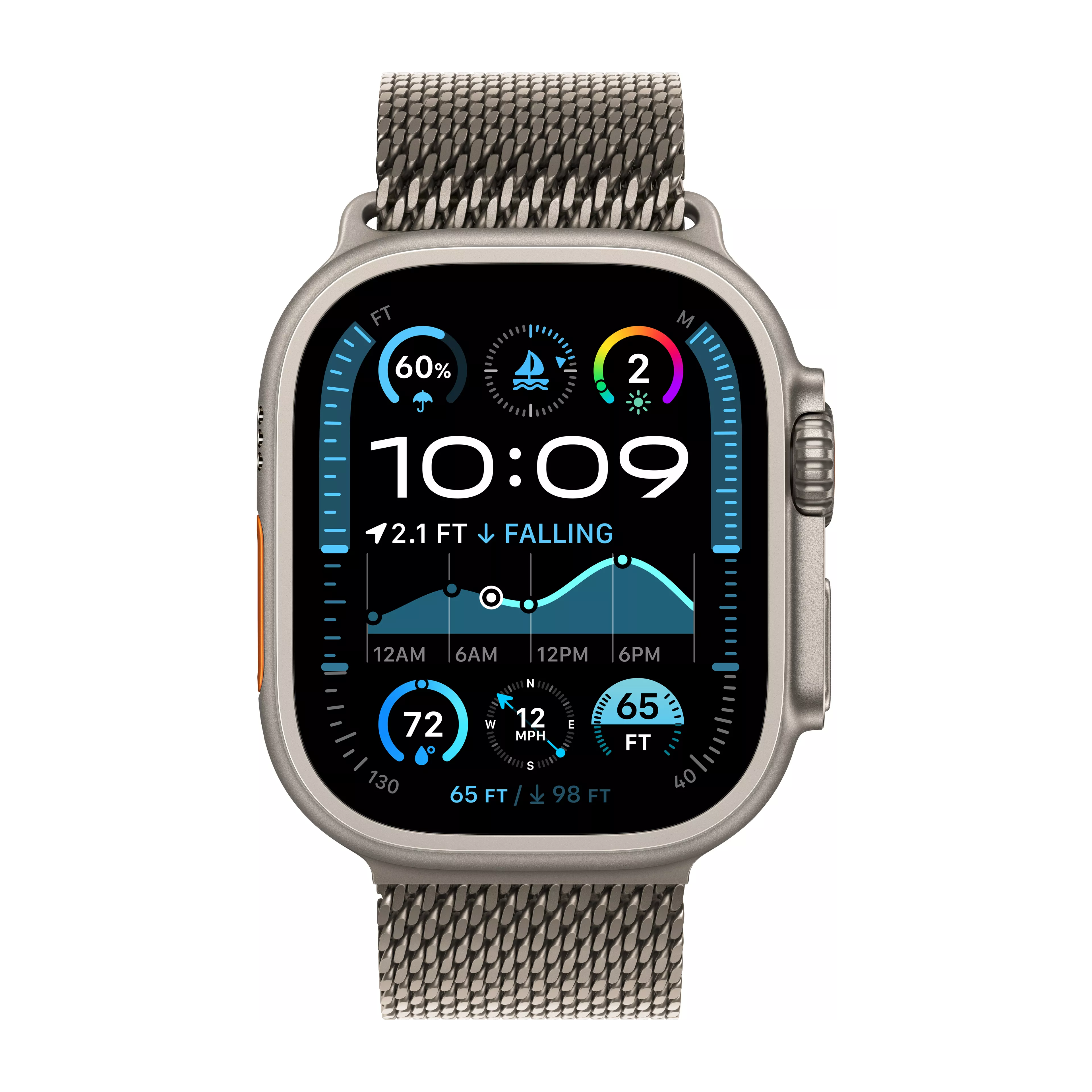 Apple Watch Ultra 2 49mm in Natural Titanium Case With Navy Ocean Band ...